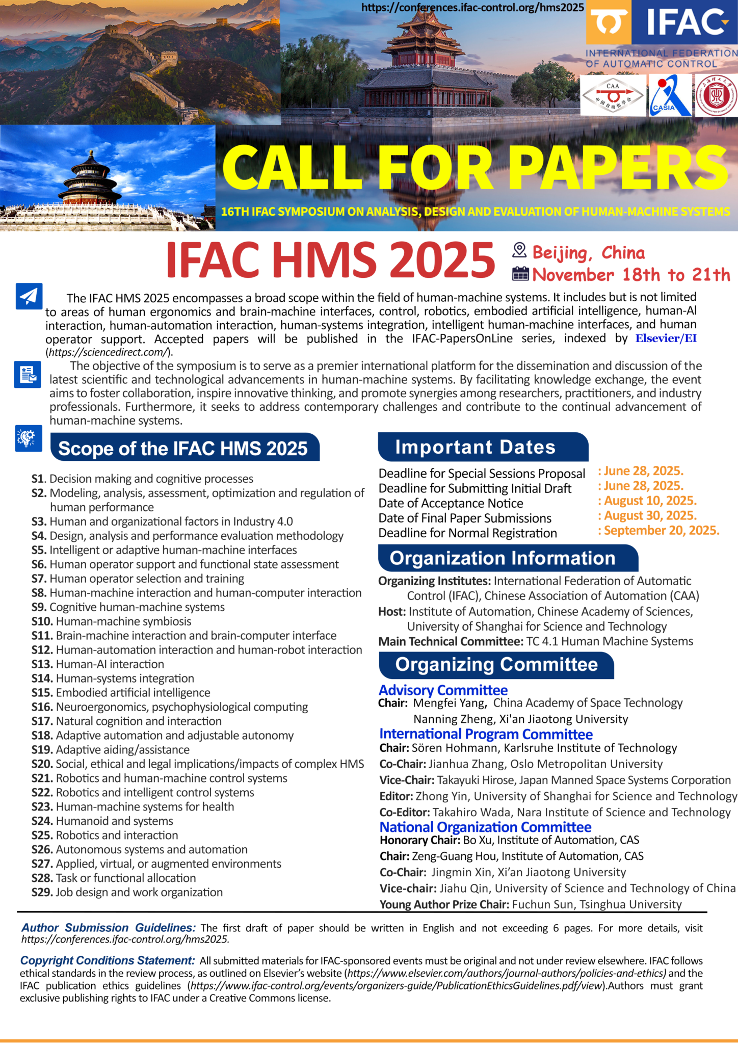CALL FOR PAPERS - The 16th IFAC Symposium on Analysis, Design and ...
